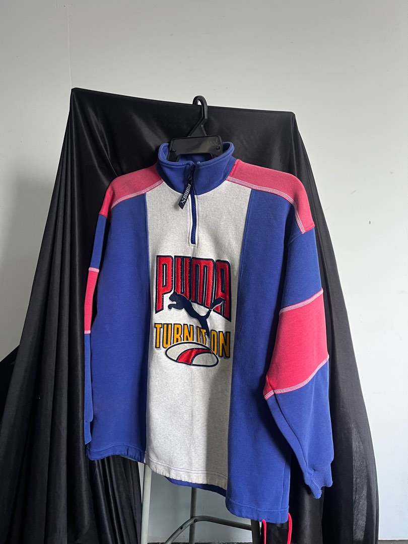 Puma (Blue + Pink) | Half-Zip Jumper, Men's Fashion, Coats, Jackets and ...