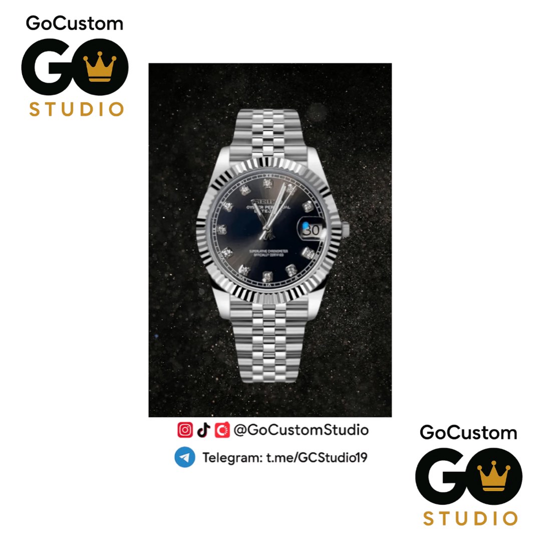 Seiko Mod Sunburst Diamond Black Dial [PM TO CUSTOMISE] | GoCustom, Men ...