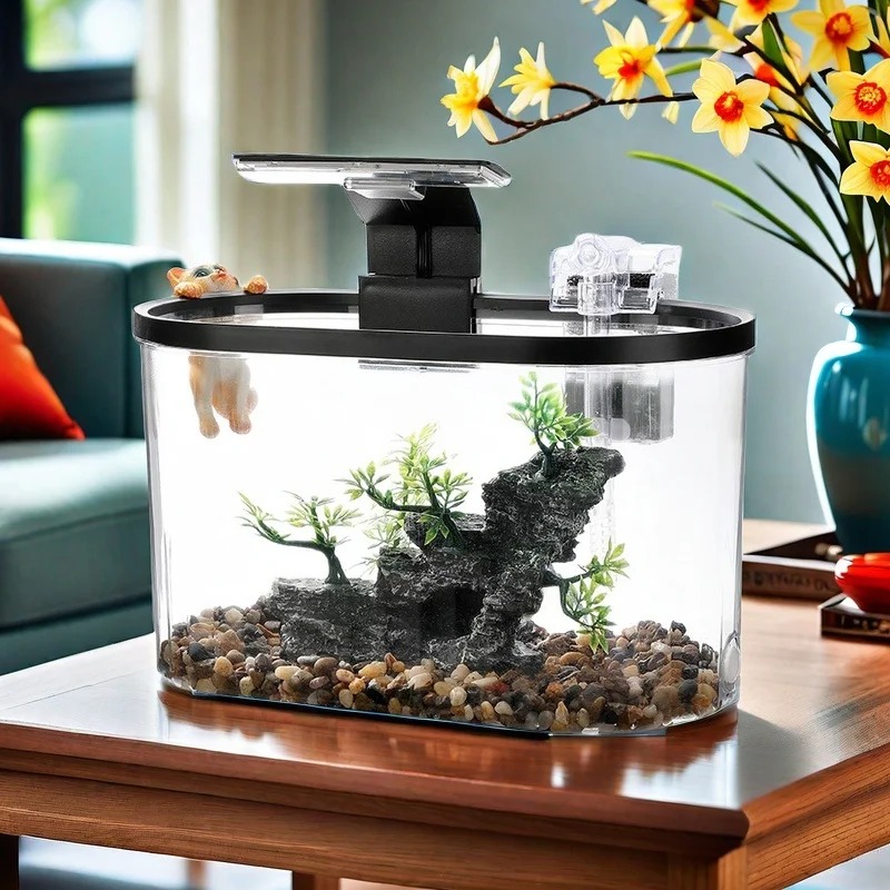 Small Living Room Fish Tank Landscape Ecological Tanks with High ...