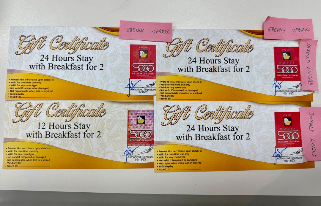 SOGO HOTEL GIFT CERTIFICATE, Tickets & Vouchers, Vouchers on Carousell