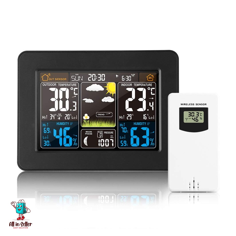 Wireless Weather Station Digital Colorful Weather Forecast Clock with ...