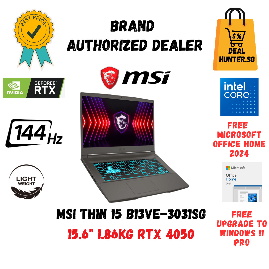 * Free Microsoft Office * MSI Thin B13VE - 3031 SG / B13UC - 3094 SG ...