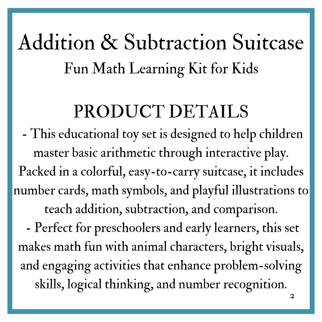 Addition & Subtraction Suitcase Fun Math Learning Kit for Kids, Hobbies ...
