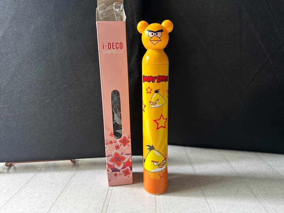 BN Angry Bird Yellow Bird Foldable Umbrella in vase like bottle for ...