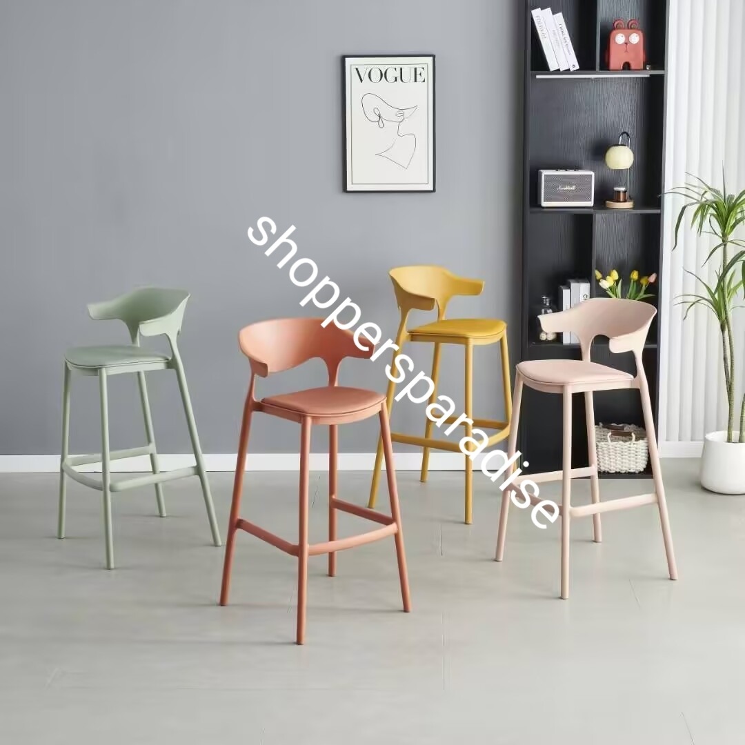 CSBC 047 Nordic High Bar Chairs, Plastic Bar Chairs, Modern Minimalist ...