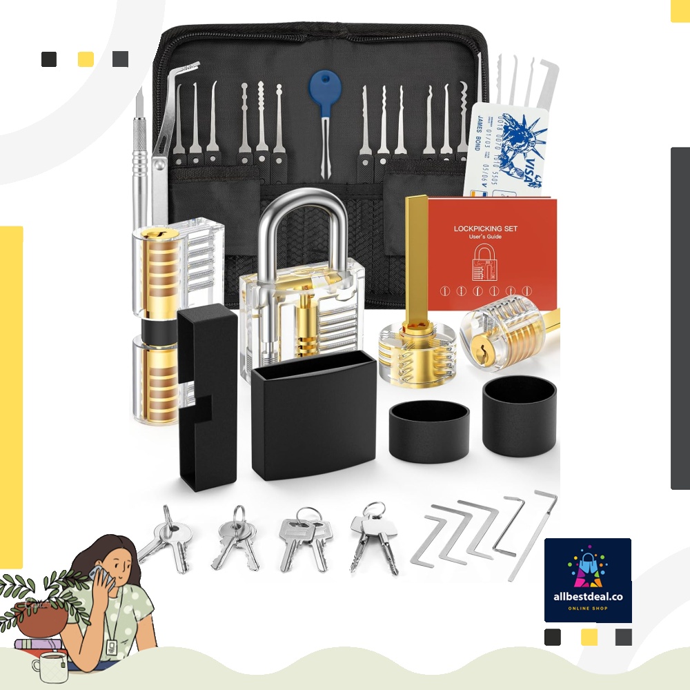 FAHEFANA 38-Piece Lock Picking Set, Credit Card Size Lock Pick Set with ...
