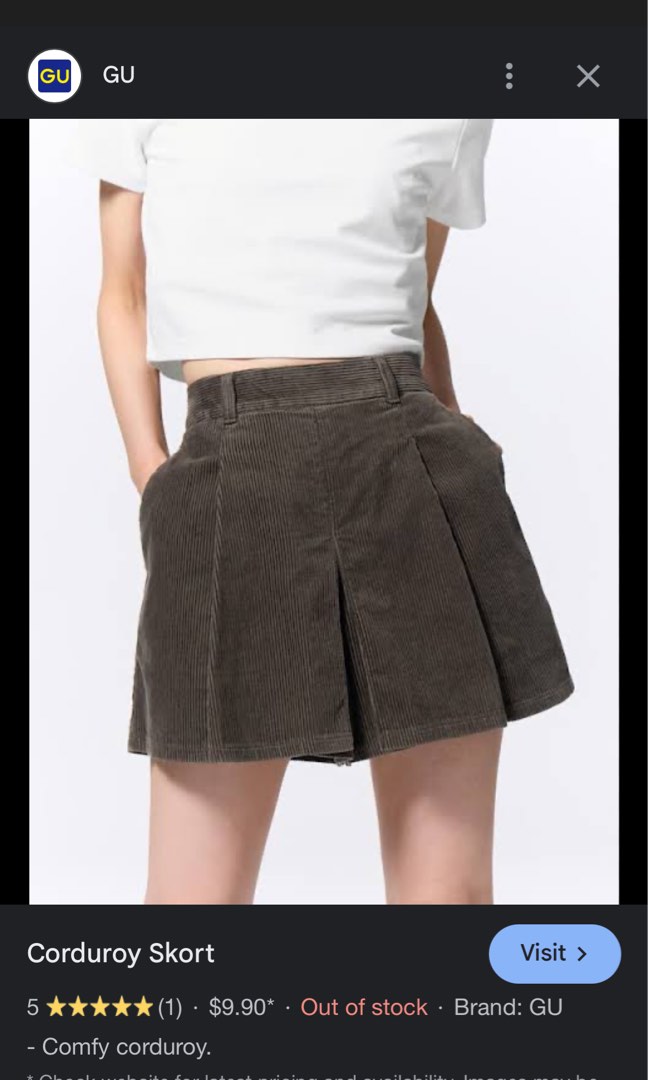 GU not uniqlo skort Corduroy warna beige krem coklat muda, Fesyen Wanita, Pakaian Wanita ...