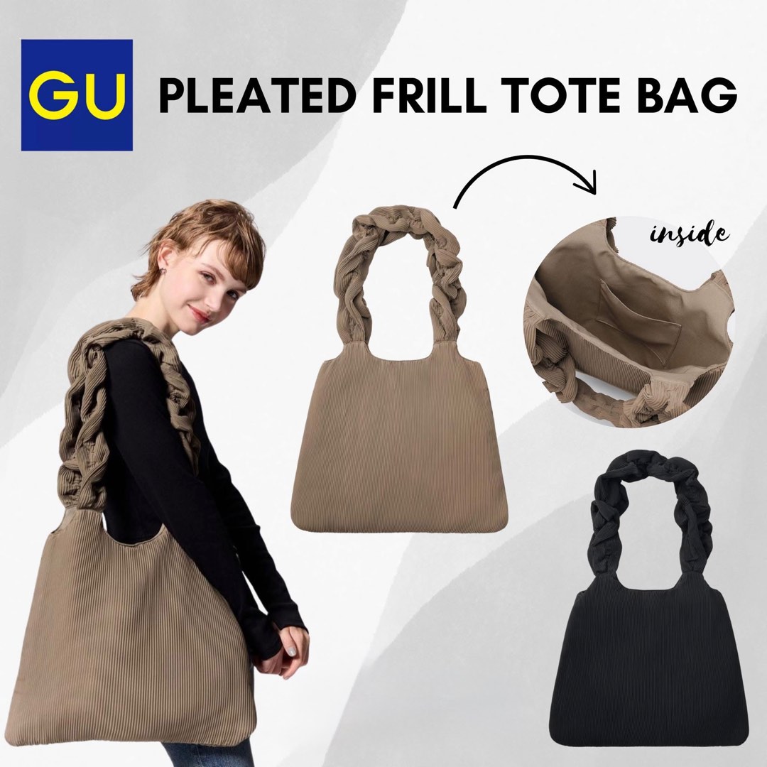 GU Pleated Frill Tote Bag, Women's Fashion, Bags & Wallets, Tote Bags ...