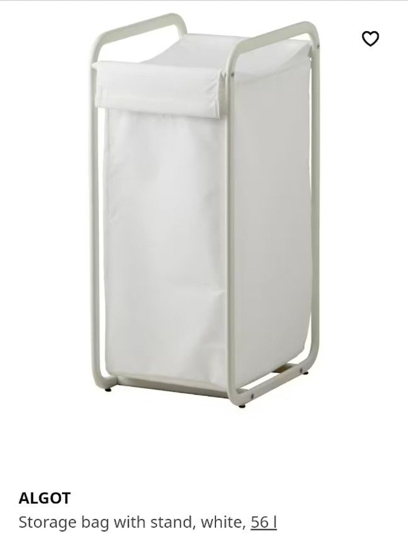 IKEA ALGOT Laundry Bag with Stand - White, Furniture & Home Living ...