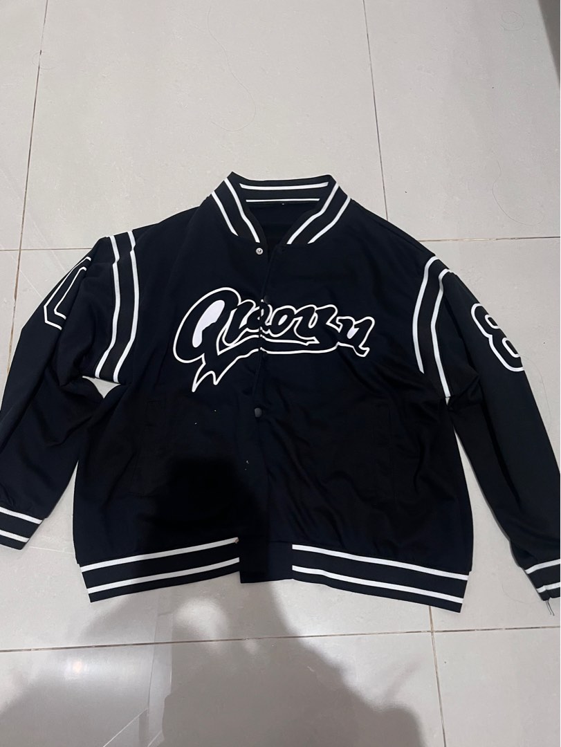 jaket oversize varsity jersey baseball hitam black, Fesyen Wanita ...