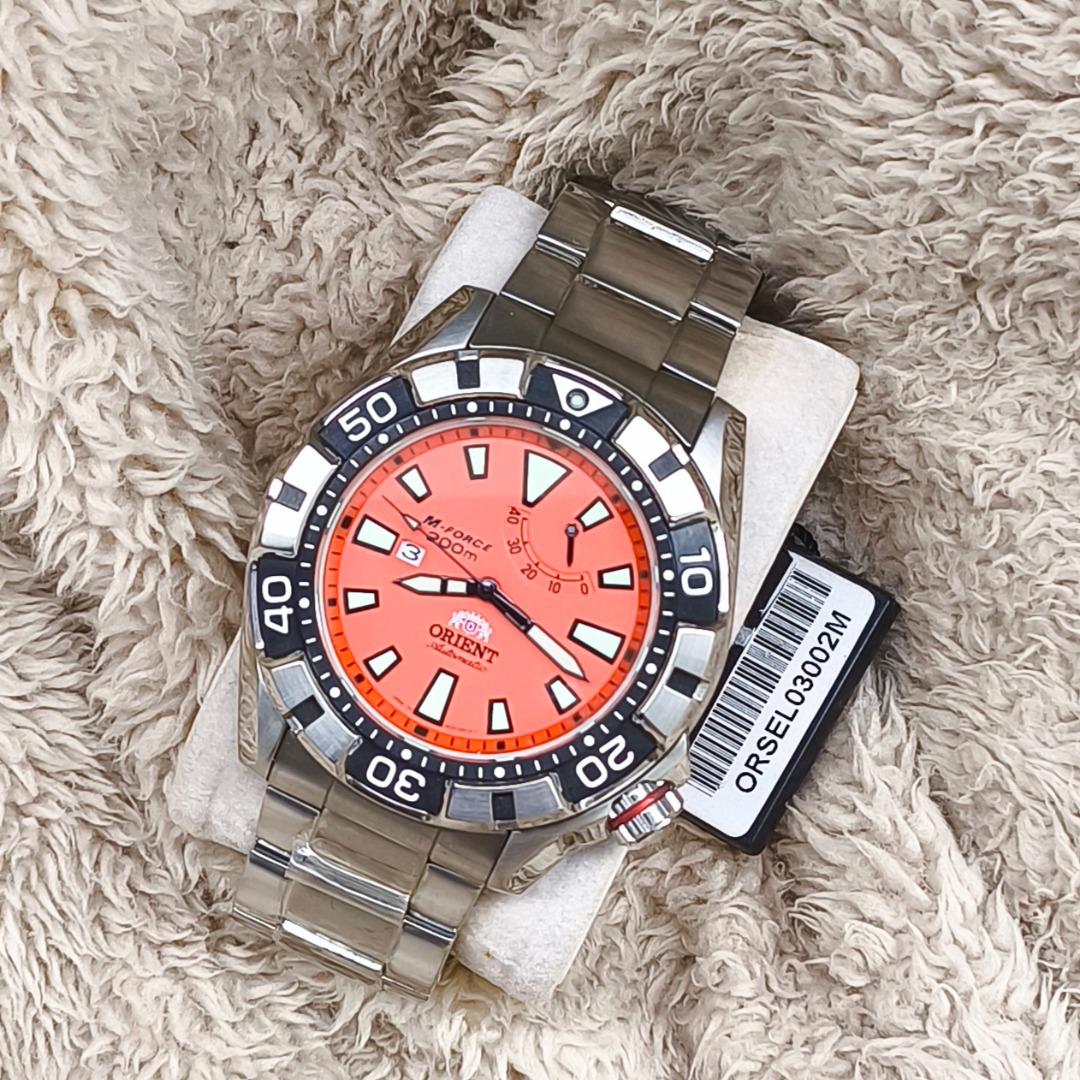 Orient M-Force 200m Automatic Watch - Orange Dial ORSEL03002M, Men's ...