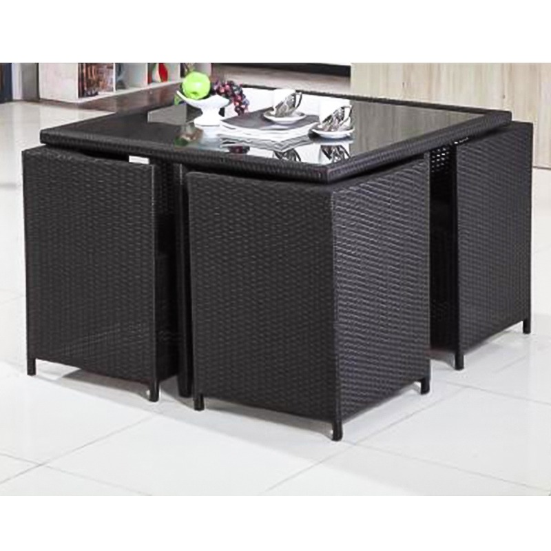 Outdoor Square Table Set PE Rattan dining table Delivery within 3-days ...