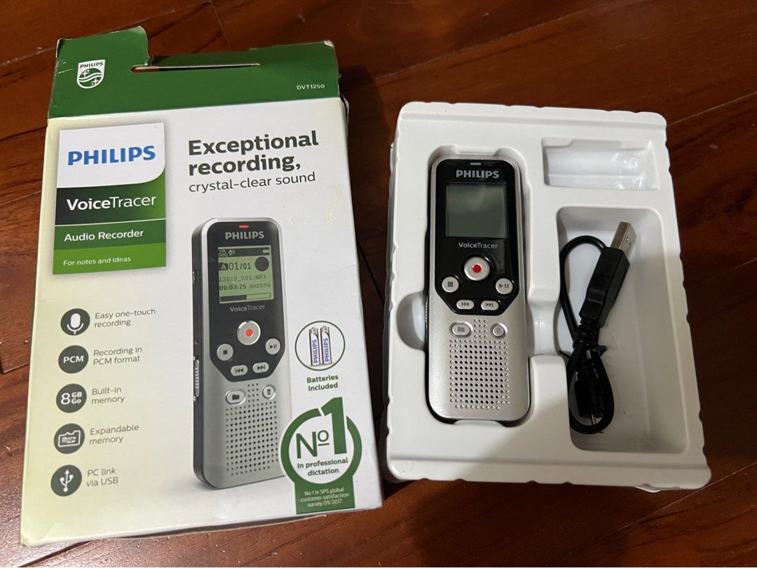 Philips 飛利浦Voice Tracer 數碼錄音機(8GB) DVT1250, 音響器材, 錄音機 - Carousell