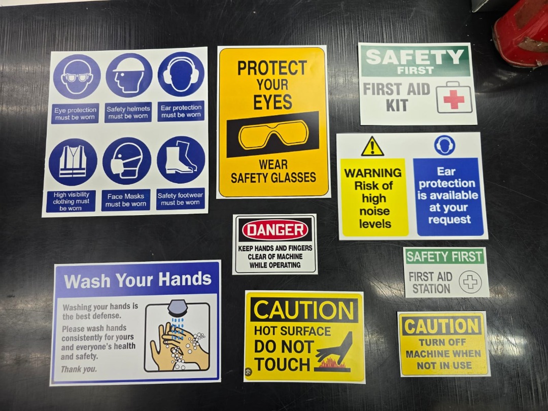 Safety Stickers First Aid kit Safety vest glasses safety fire warden ...