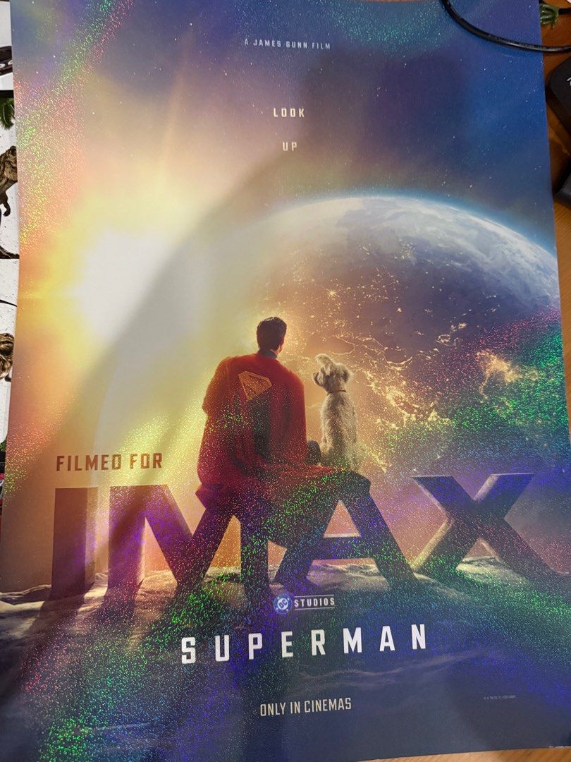 Superman Super man imax movie authentic genuine Look up poster glitter ...