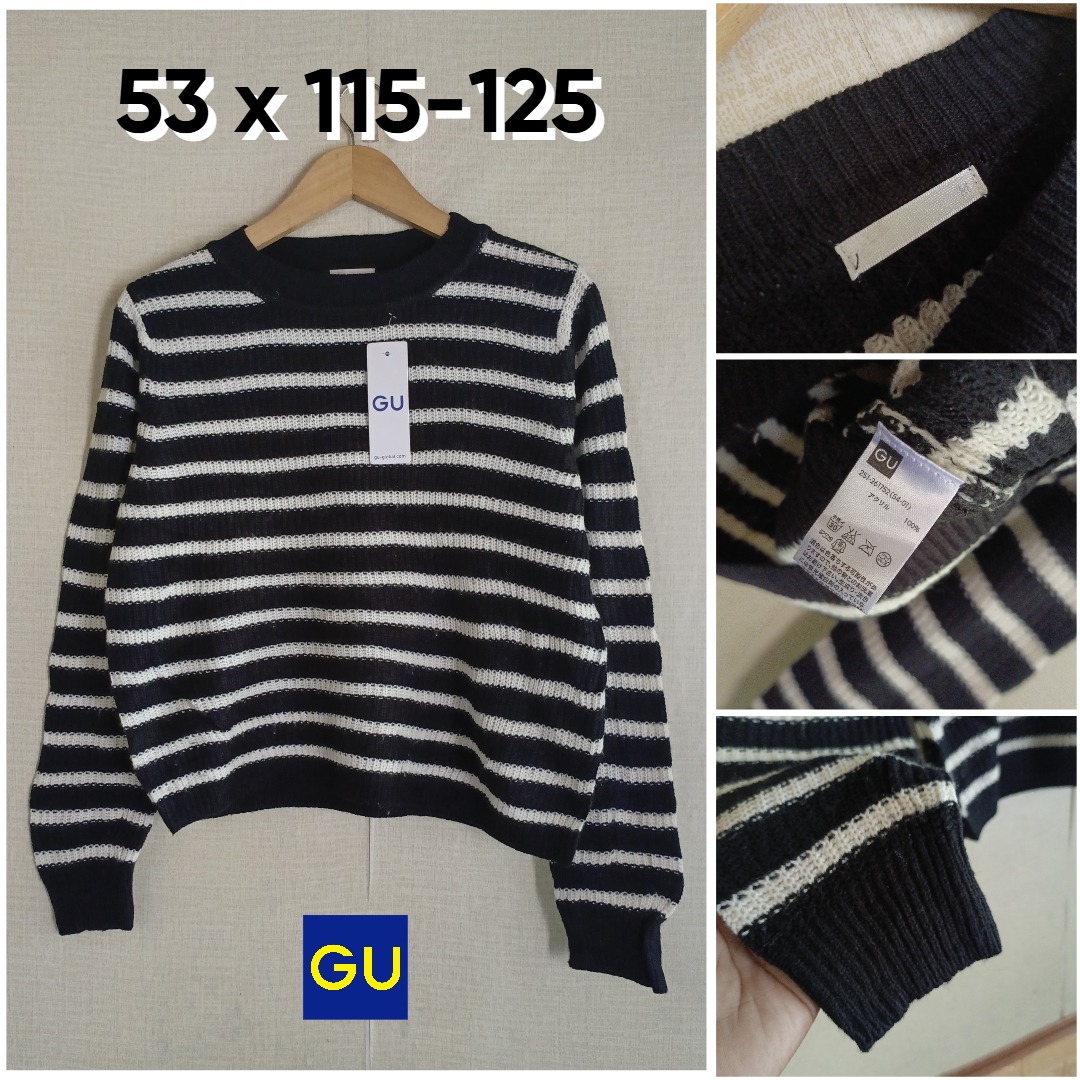 Sweater GU By UNI Salur Hitam Putih Size M Wanita Knit Rajut ZX896 ...