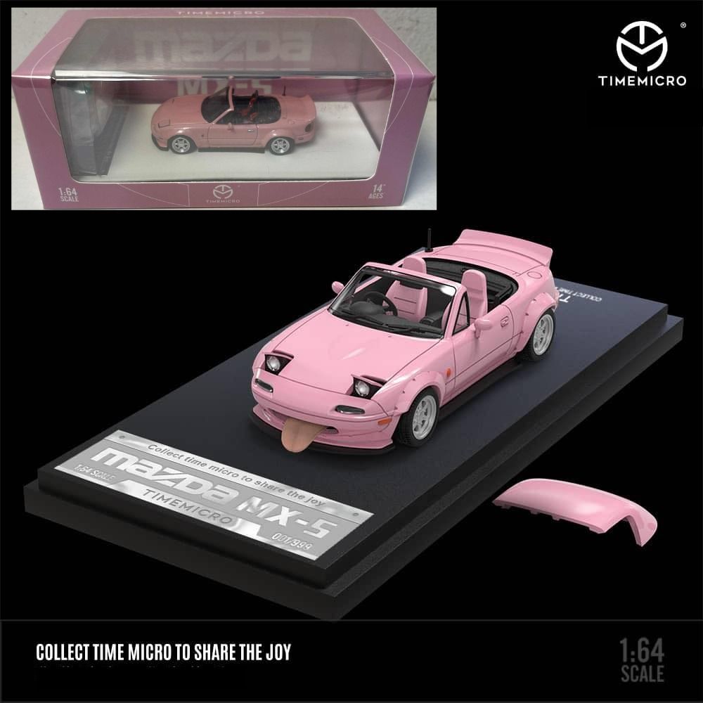 Time Micro 1/64 Scale MX-5 Eunos Roadster NA/ Miata Widebody Pink Die ...