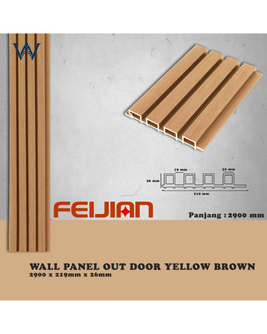 WPC Outdoor Wall Cladding WPC Wood Feijin Panel Tebal 26mm, Perabotan ...