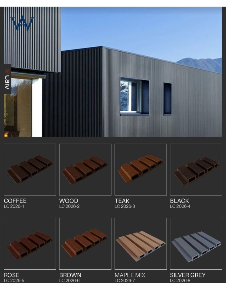 WPC Outdoor Wall Cladding WPC Wood Laiv Panel Tebal 26mm, Perabotan ...