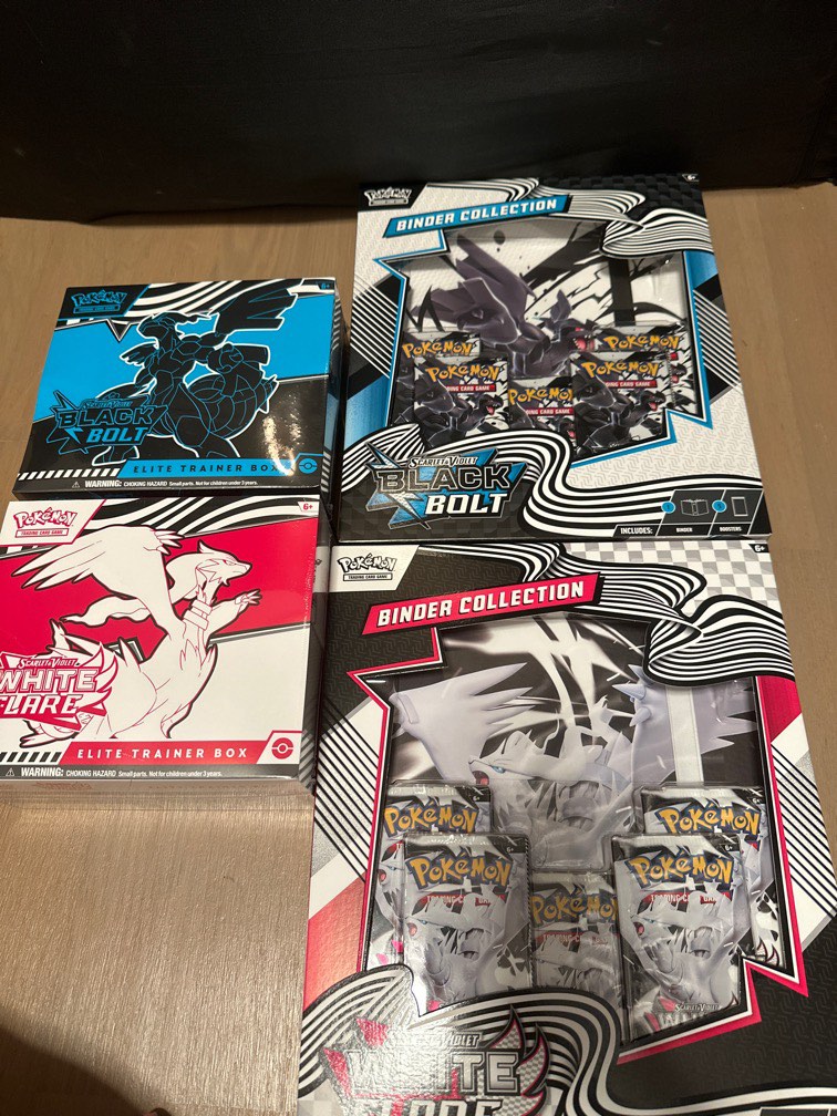 Black bolt and white flare elite trainer box binder collection set ...