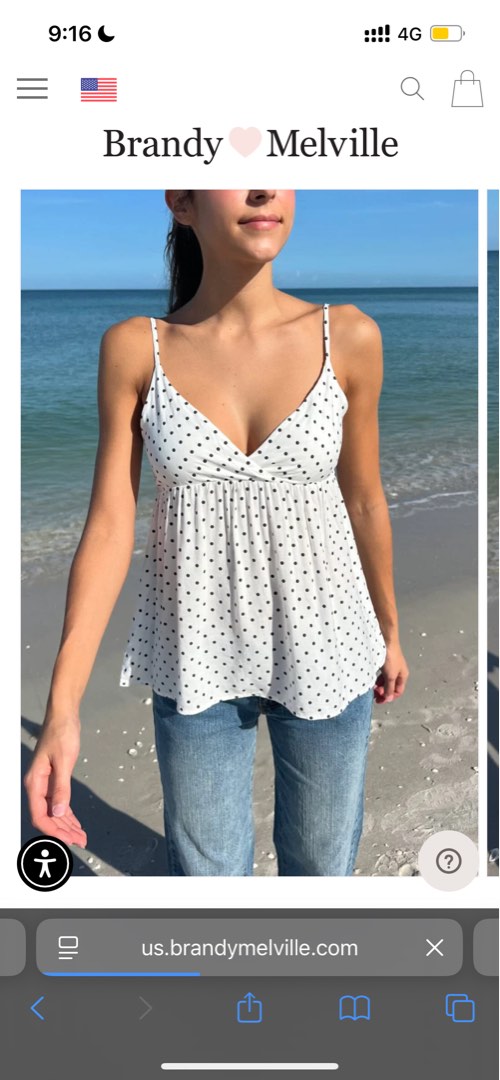 Brandy Melville White Polka Dot Cami Top, Women's Fashion, Tops ...
