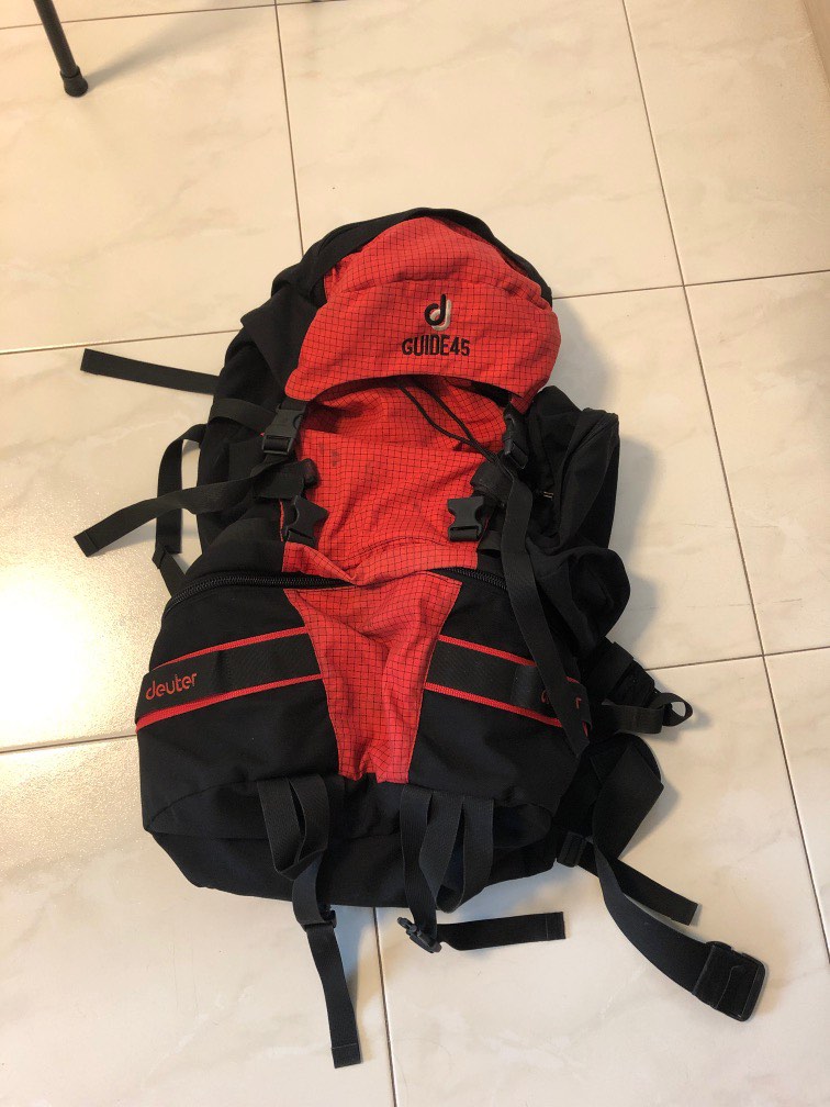 Deuter Guide 45 Backpack - Black and Red, Sports Equipment, Hiking ...