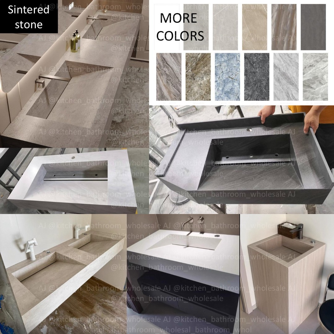 Full customize sintered stone with bathroom cabinet / hidden drain ...