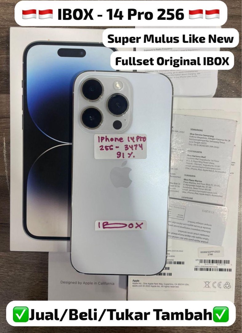 Iphone 14 Pro 256 Gb Silver Ibox Resmi, Telepon Seluler & Tablet ...