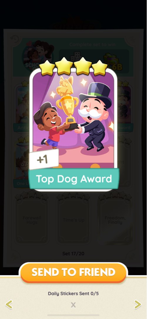 Monopoly Go Top Dog Award Sticker, Video Gaming, Gaming Accessories, In ...