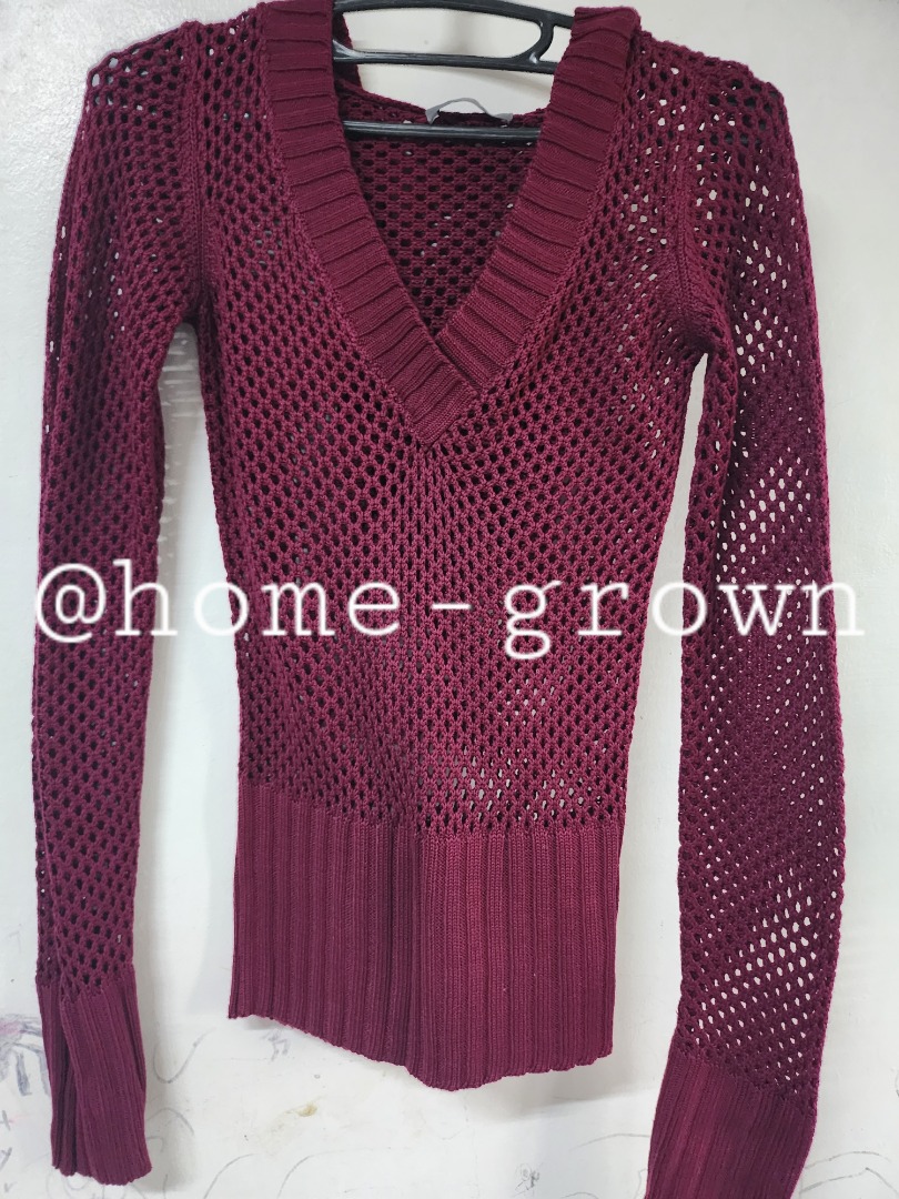 Netted Mesh Hoodie in Dark Red/Maroon, S, Women's Fashion, Coats ...