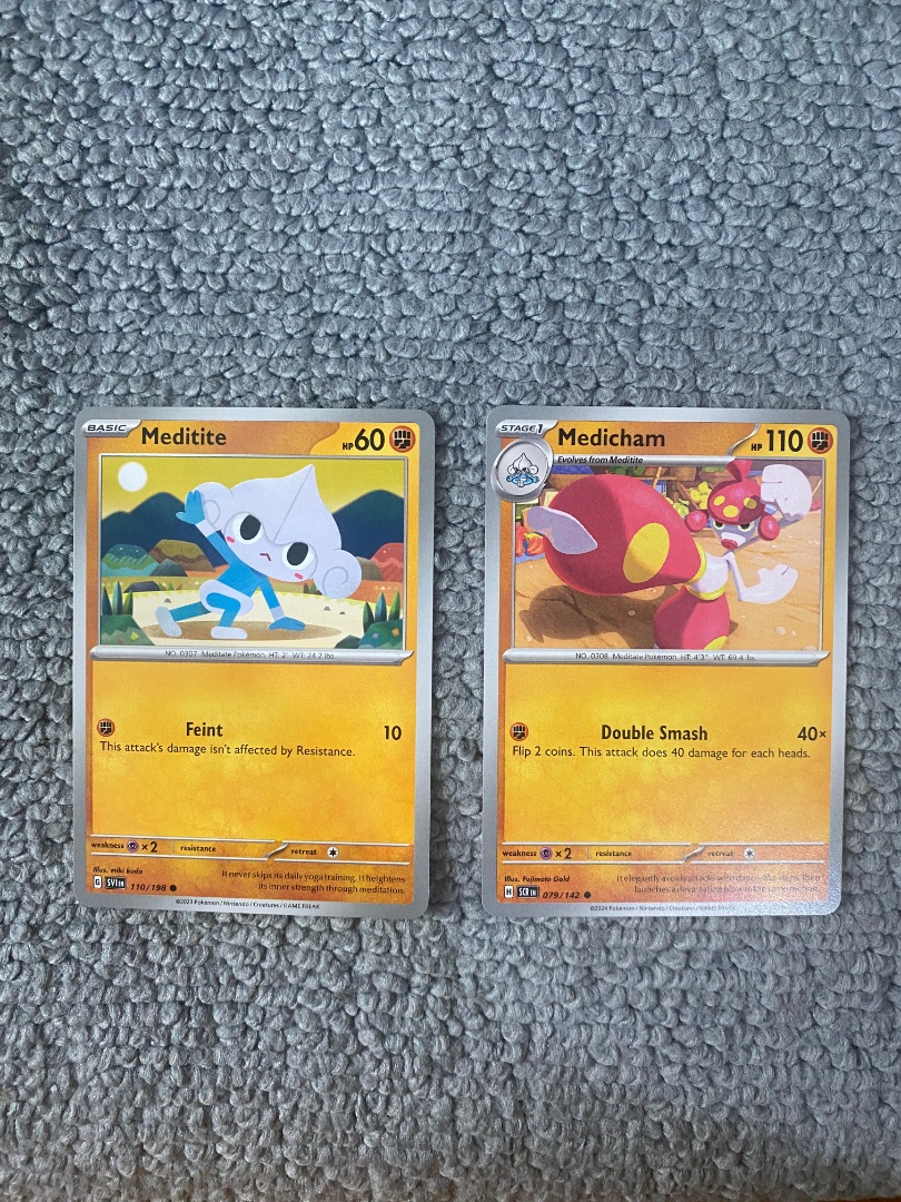 Pokemon Cards: Meditite & Medicham set, Hobbies & Toys, Toys & Games on ...