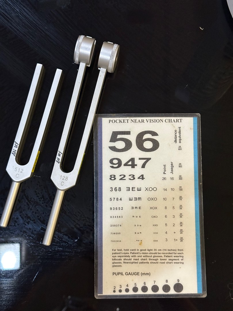 Tuning forks with free eye chart, Health & Nutrition, Medical Supplies ...