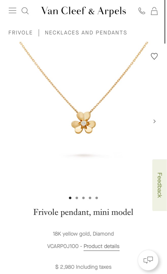 (W/ receipt + full set) Van Cleef & Arpels Frivole Mini Pendant ...