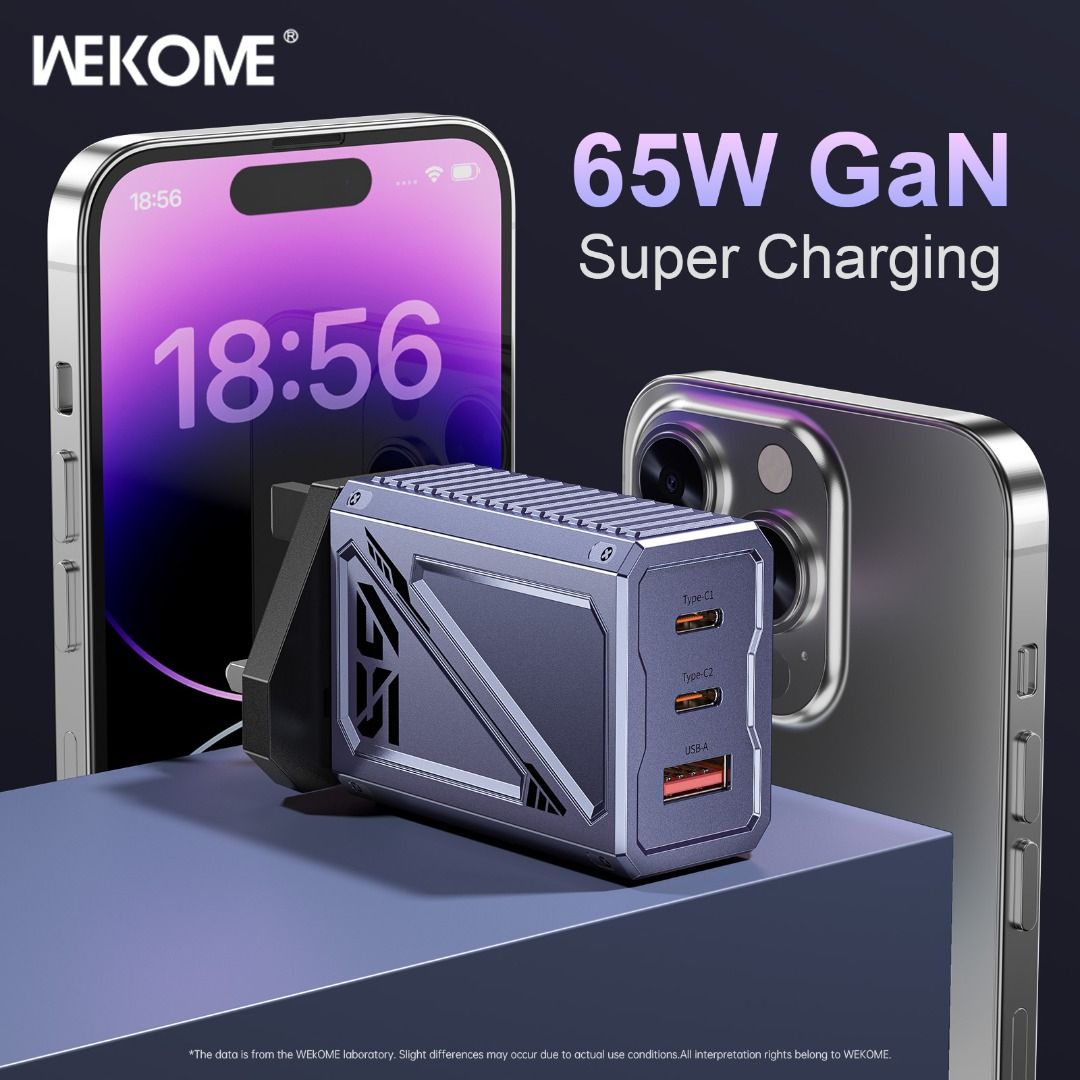 (包順豐智能櫃/京東物流) WEKOME - WP-U147 GaN 65W PD快充充電器, 手提電話, 電話及其他裝置配件, 充電器及電線 ...