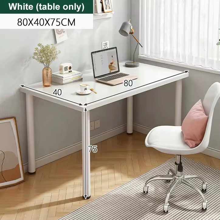 White Writing Desk | Minimalist Computer Table | Rounded Leg Study Desk ...