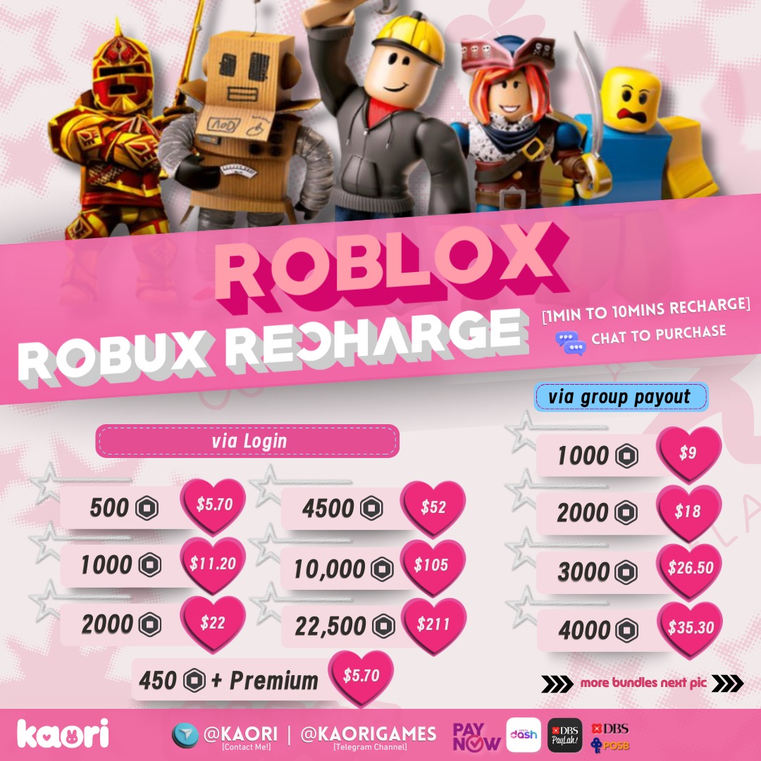 [1000R $9] Roblox Robux Top Up | Roblox Topup | Robux Topup | Roblox ...