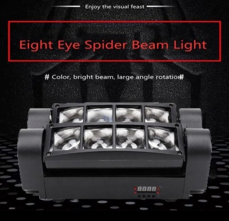8 LEDs RGBW Spider Moving Head Light Stage Lighting Beam DMX512 Disco ...