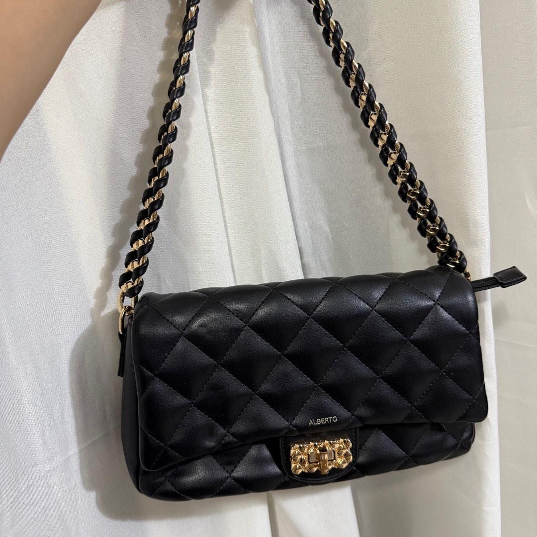 ALBERTO Margate shoulder bag black quilted chain strap, Luxury, Bags ...
