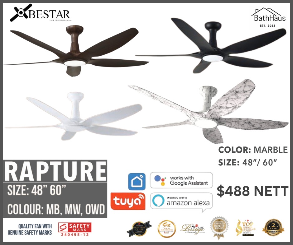 BESTAR RAPTURE CEILING FAN WITH LED LIGHTS, Furniture & Home Living ...