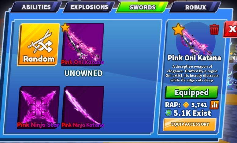 Blade ball ( Pink oni Katana set), Video Gaming, Video Games, Others on ...