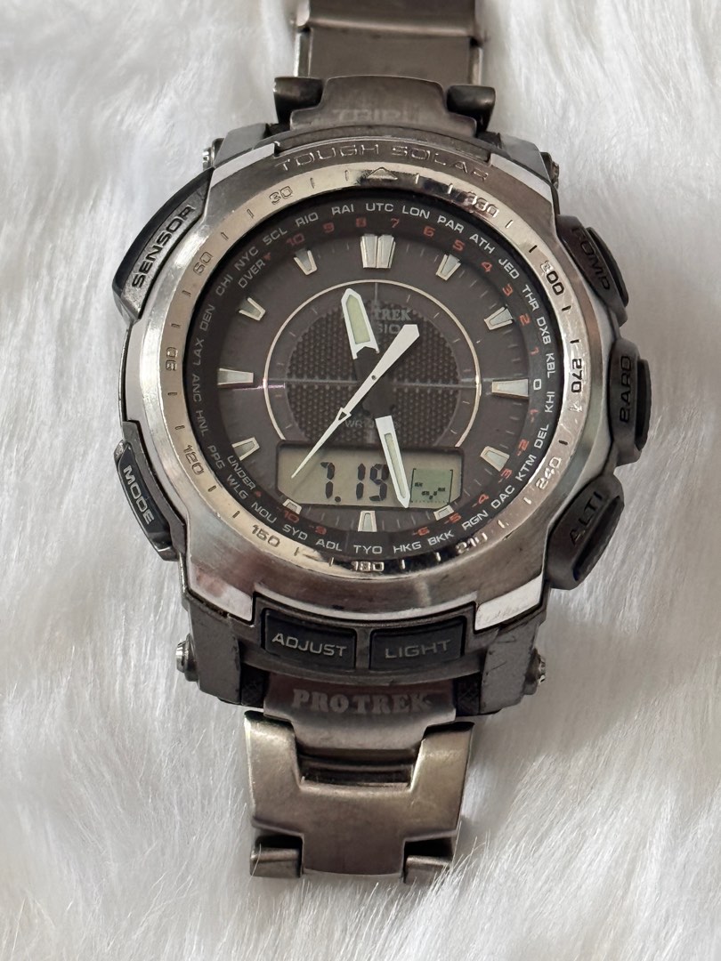 Casio Tough Solar ProTrek Triple Sensor PRG- 500T, Men's Fashion ...