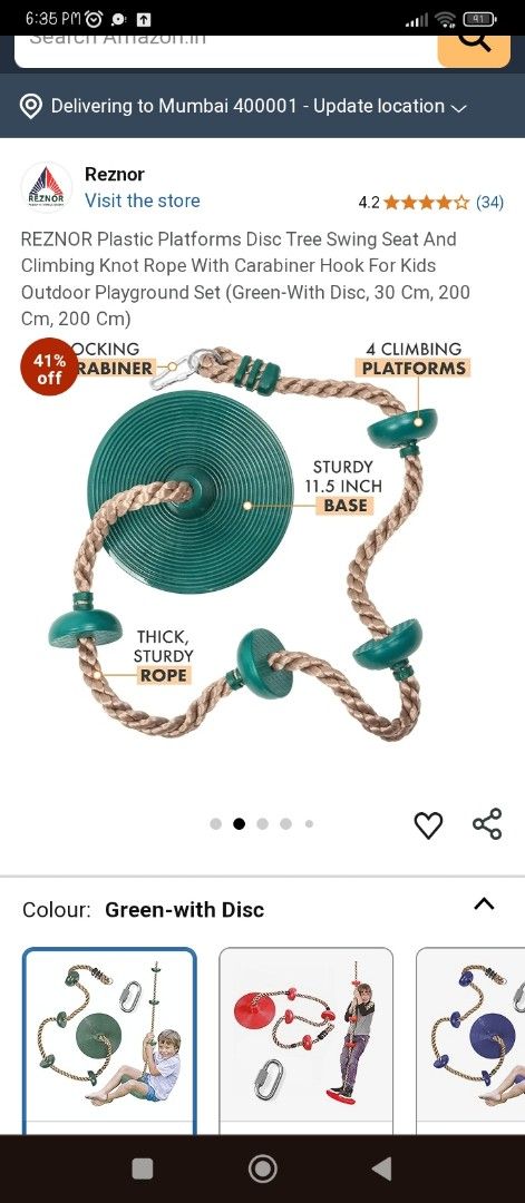 💥Climbing Rope with platforms and a disc swing seat💥, Furniture & Home ...