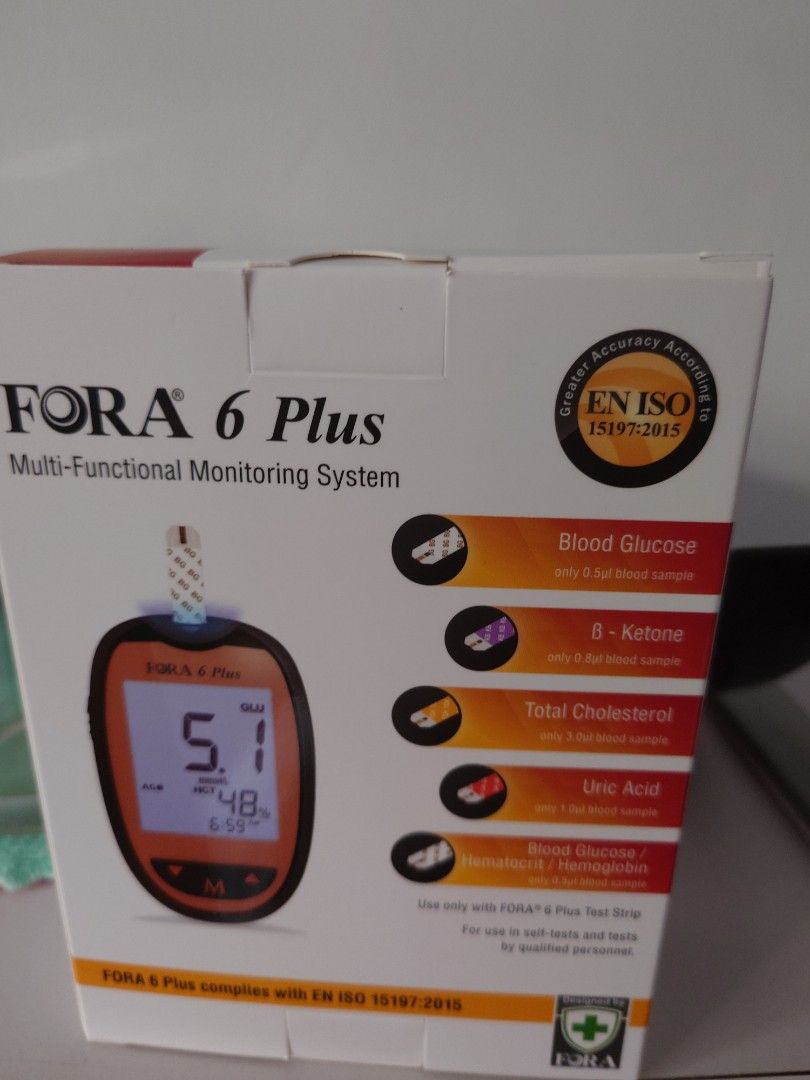 FORA 6 Plus Cholesterol, uric acid, ketones glucose tester, Health ...