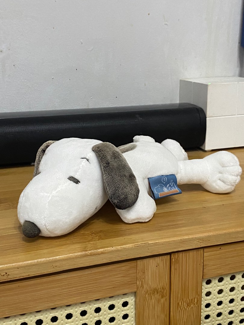 Gray Snoopy Laying Down Plush, Hobbies & Toys, Toys & Games on Carousell