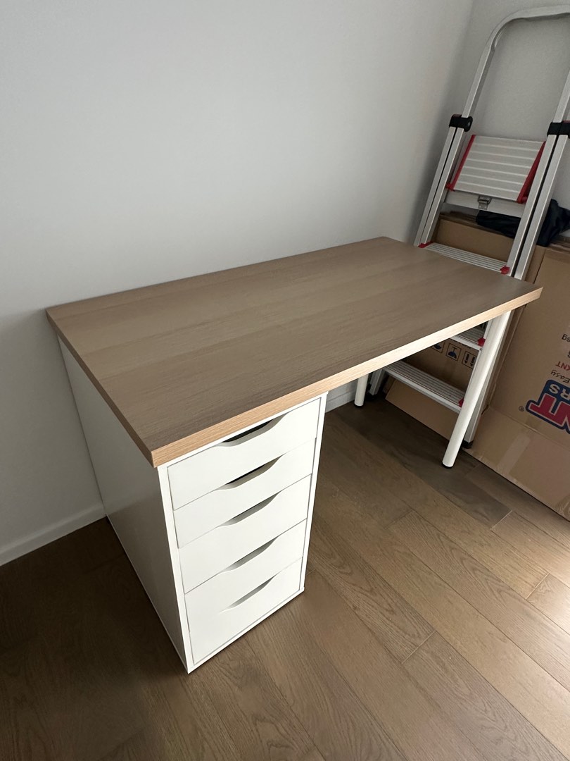 IKEA LAGKAPTEN / ALEX 1.4m white oak effect tabletop with white powder ...