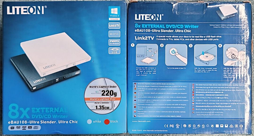 【全新】LITE-ON 8x External DVD/CD Writer Optical Drive eBAU108-11 Ultra ...