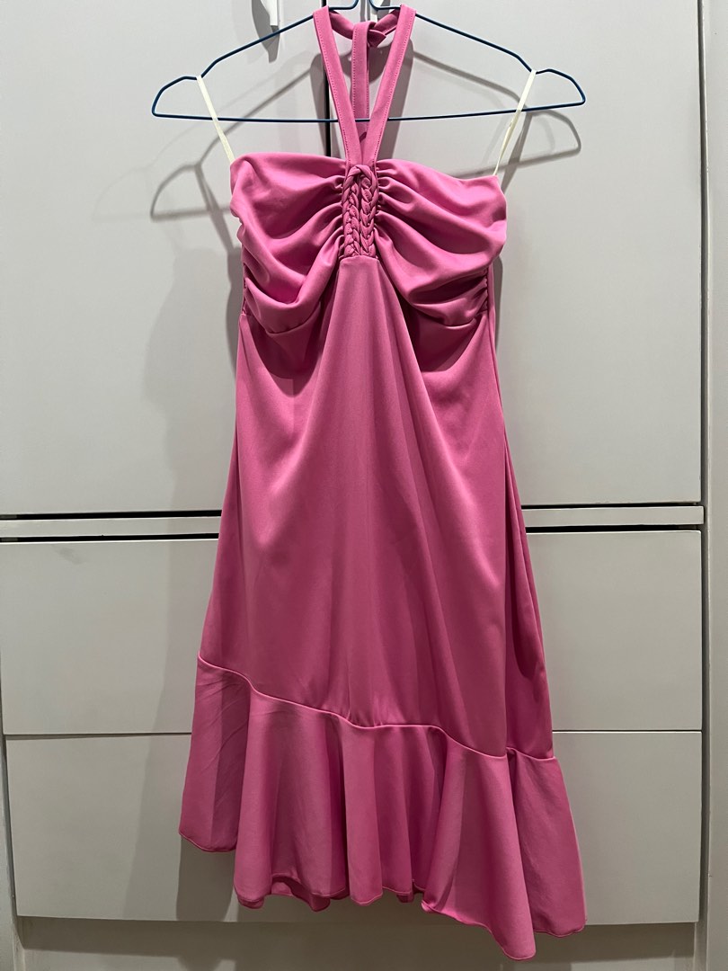 Party Dress Shocking Pink, Fesyen Wanita, Pakaian Wanita, Gaun & Rok di ...