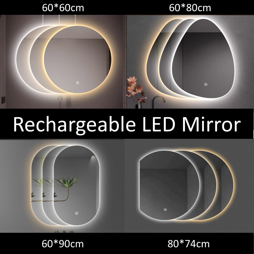 Rechargeable non wire LED mirror tri light led mirror rechargeable LED ...
