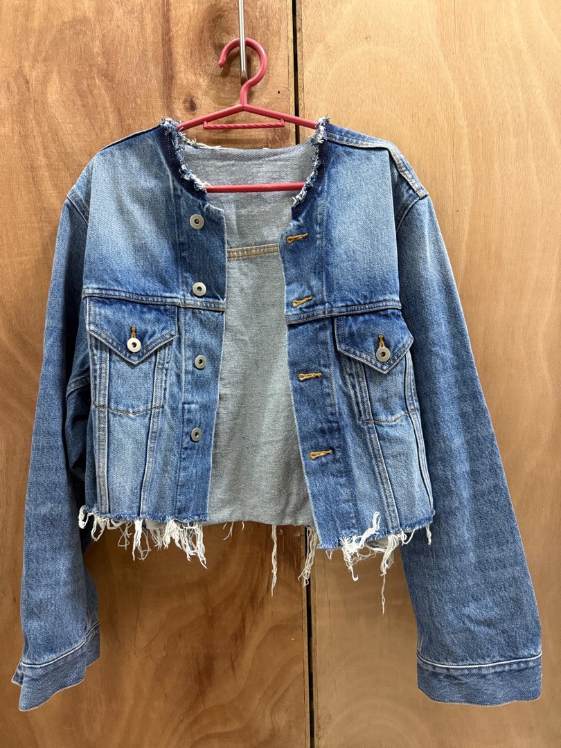 Tattered Denim Jacket, Women's Fashion, Coats, Jackets and Outerwear on ...
