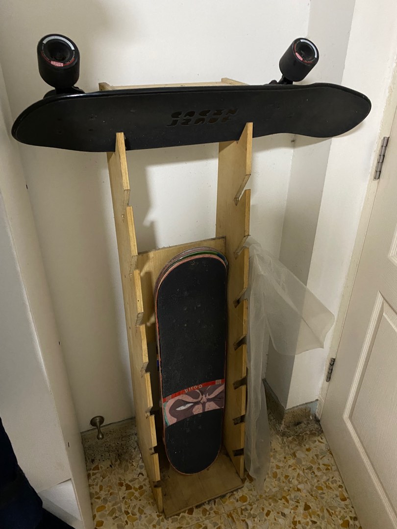 Wooden Skateboard Rack - Holds Multiple Boards, Sports Equipment ...